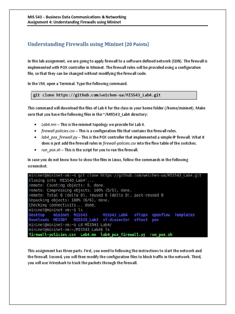 Understanding Firewalls Using Mininet (20 Points) | Download Free PDF | Firewall (Computing ...