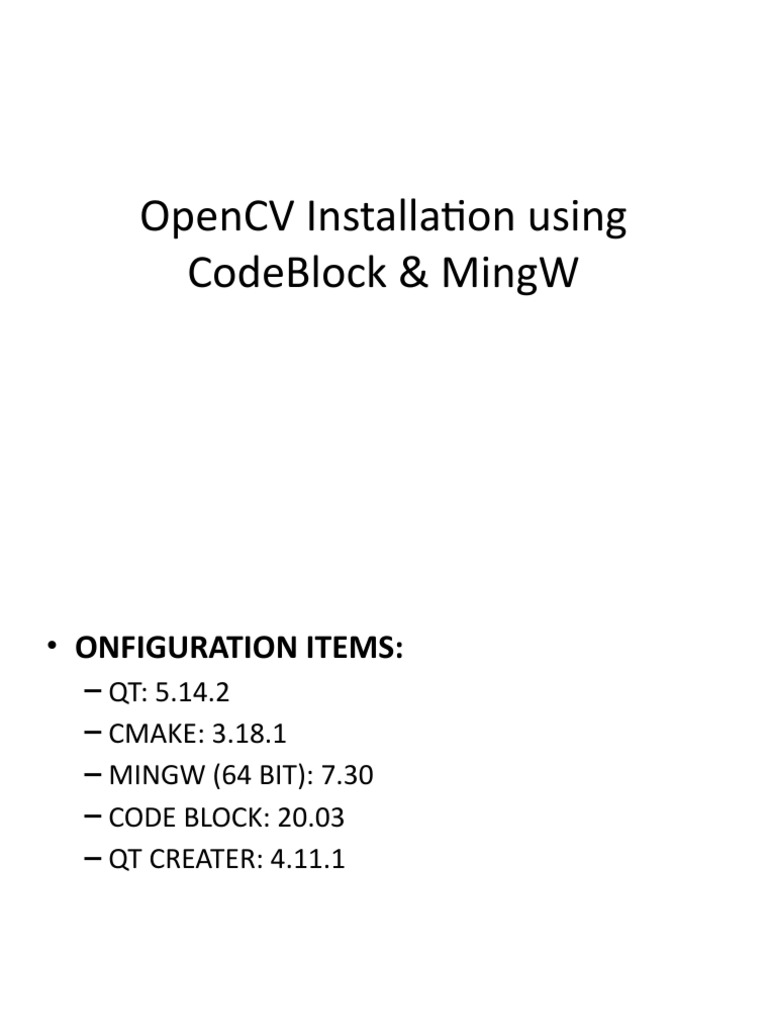 OpenCV With MingW & Code-Block | PDF | Computer Architecture | Computer Programming