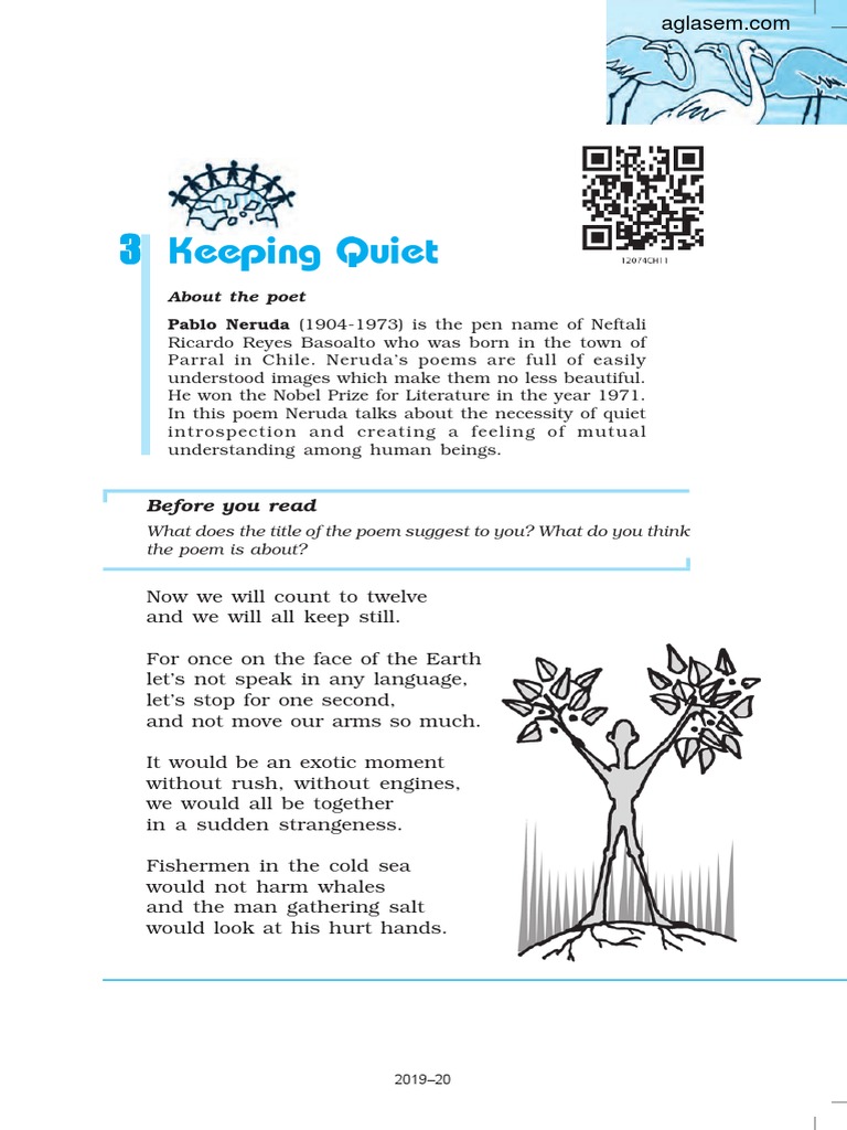 NCERT Books Class 12 English Flamingo Poem 3 Keeping Quiet | PDF | Poetry