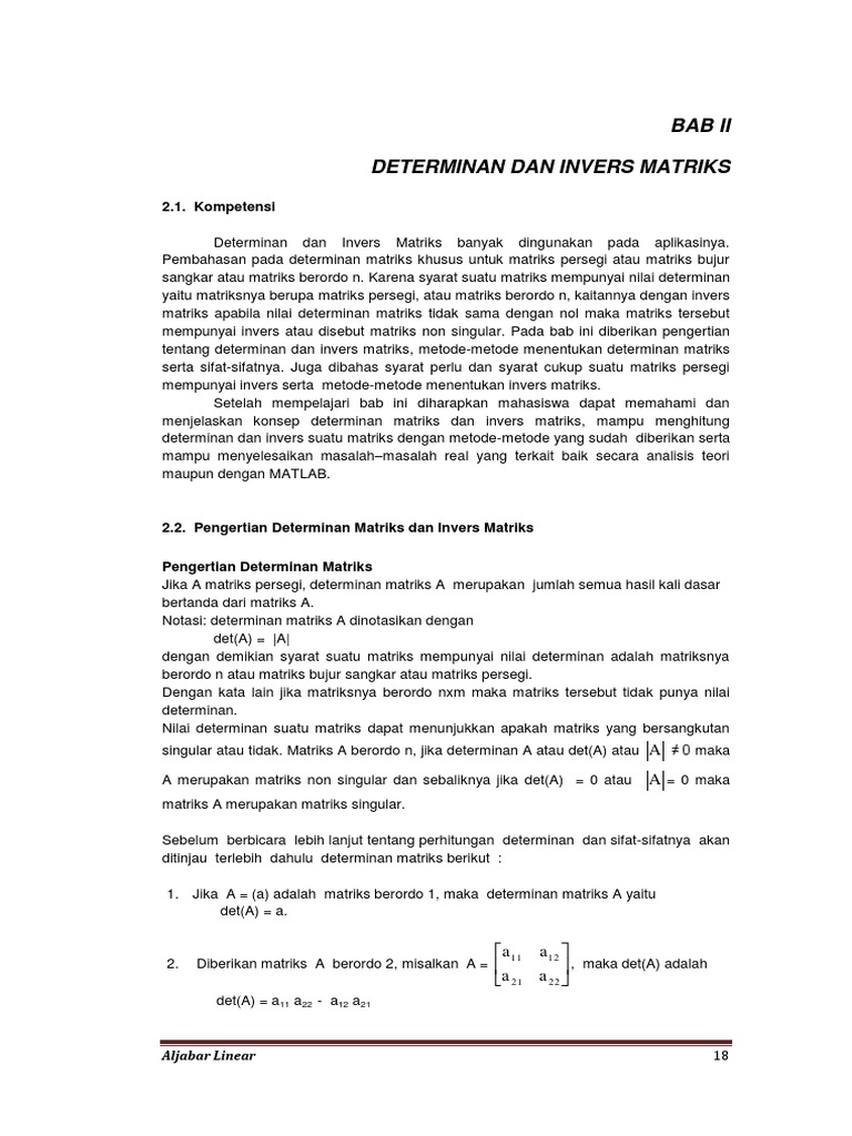 Determinan dan Invers Matriks 4x4 | PDF