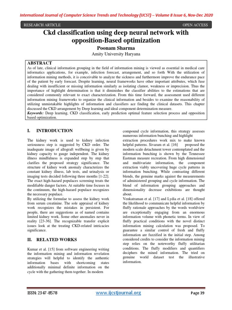 CKD Classification via Deep Learning | PDF | Data Compression | Deep ...