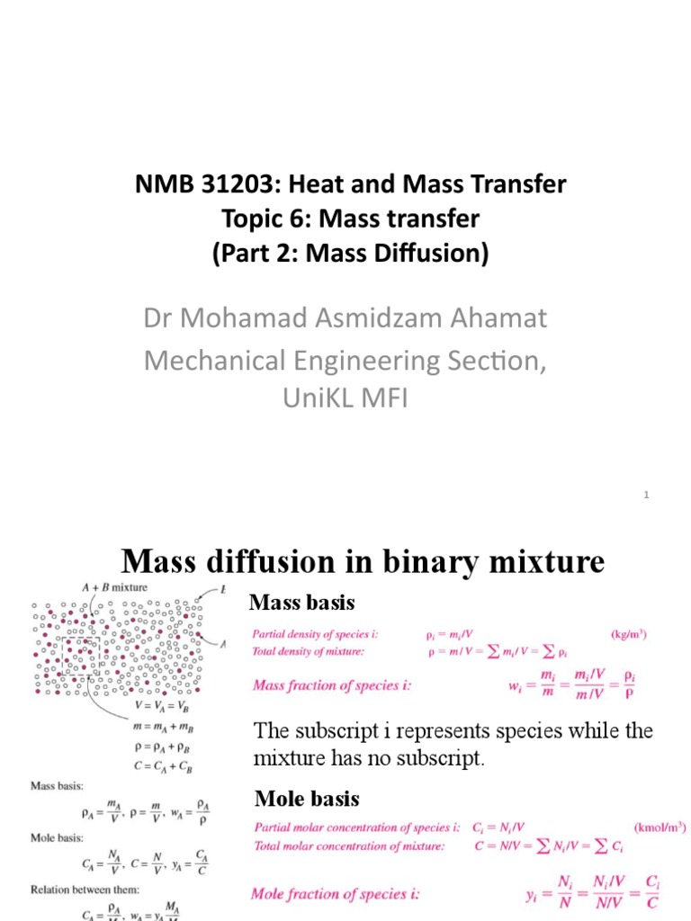 Mass Transfer - Part 2 | PDF | Diffusion | Concentration
