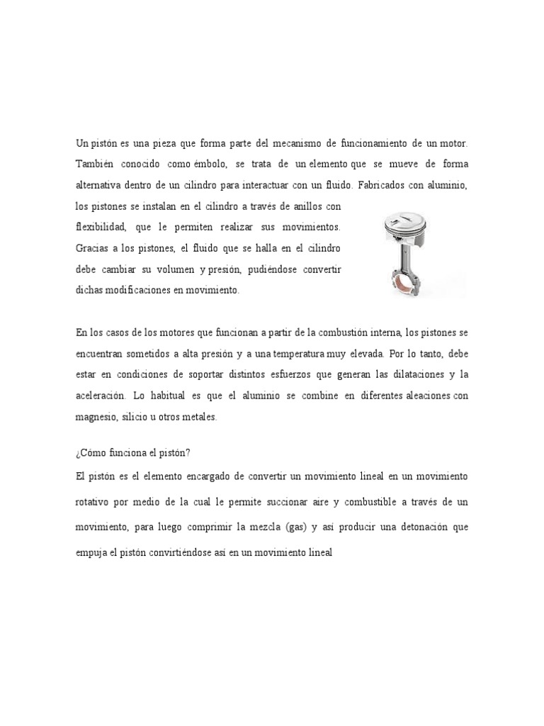 Émbolo (Pistón) | PDF | Pistón | Tecnología de vehículos