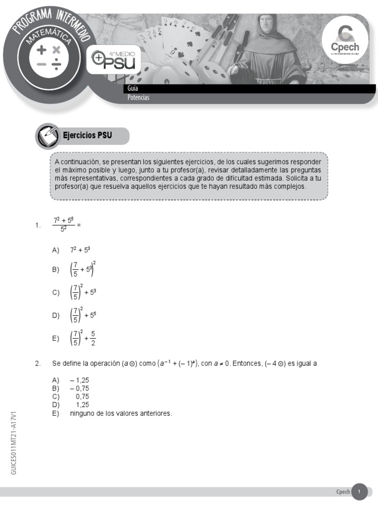 Guía 7 Potencias | PDF | Fracción (Matemáticas) | Sustracción