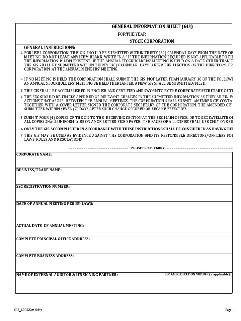General Information Sheet for Corporations | PDF | Securities (Finance ...