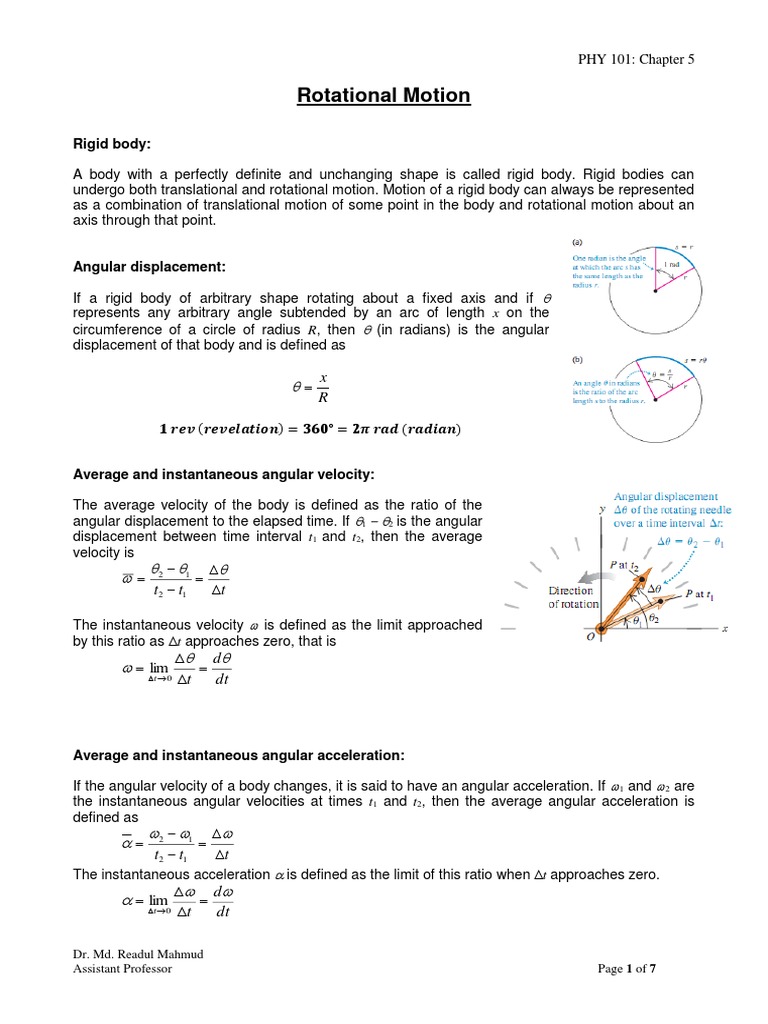 Chapter-5 Rotational Motion | PDF | Rotation Around A Fixed Axis | Torque