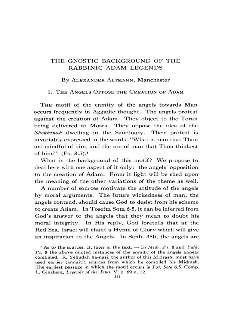 Alexander Altmann The Gnostic Background PDF | PDF | Midrash | Adam