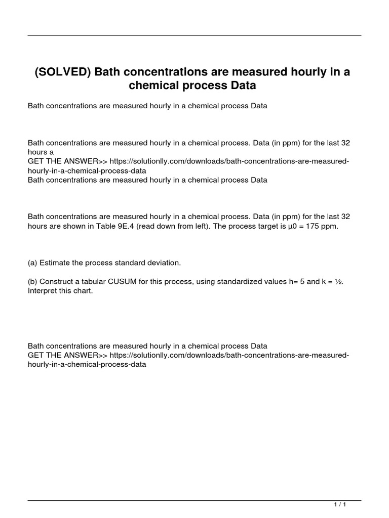 Hourly Bath Concentration Data Analysis | PDF
