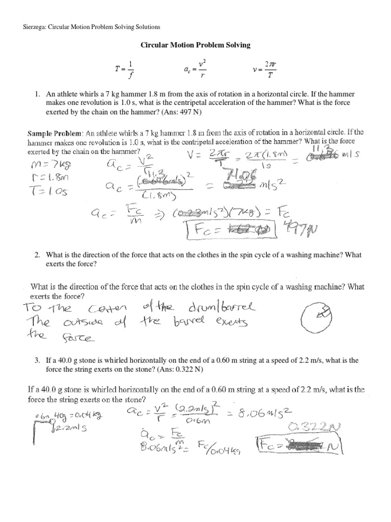 T F A V R: Circular Motion Problem Solving | PDF | Rotation Around A ...