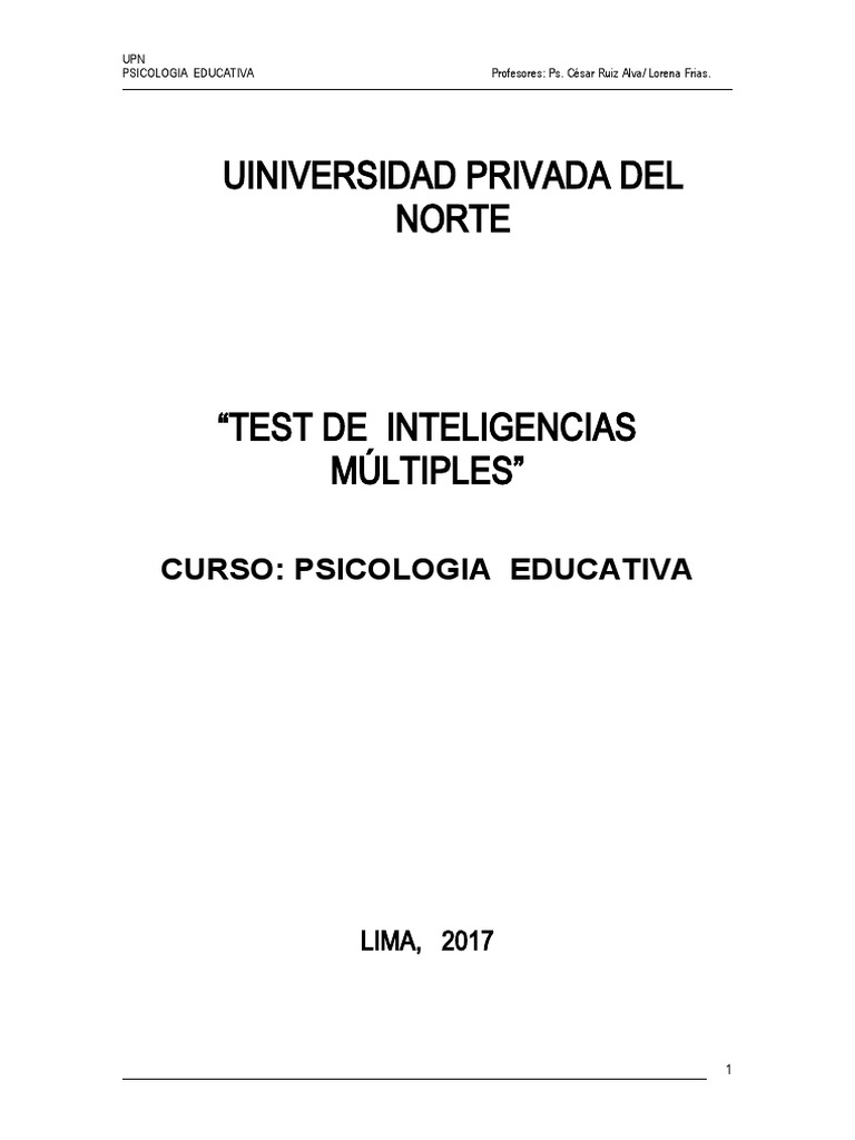 Escala Minds Inteligencias Multiples | PDF | Inteligencia | Psicología ...