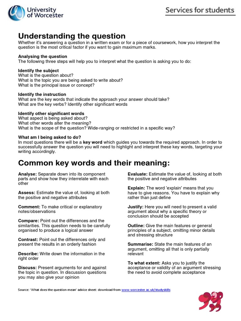 Understanding The Question: Source: What Does The Question Mean' Advice ...