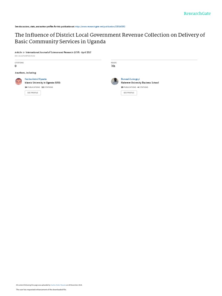 The in Uence of District Local Government Revenue Collection On ...