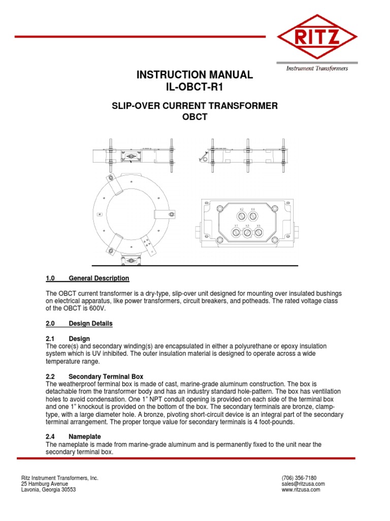 Instruction Manual Il-Obct-R1: Slip-Over Current Transformer Obct ...