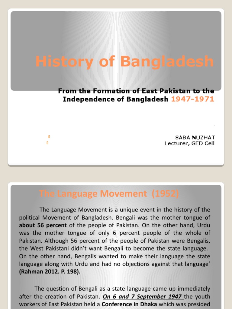 Lecture Slide 3 History Of Bangladesh 1947 1971 Pdf Bangladesh