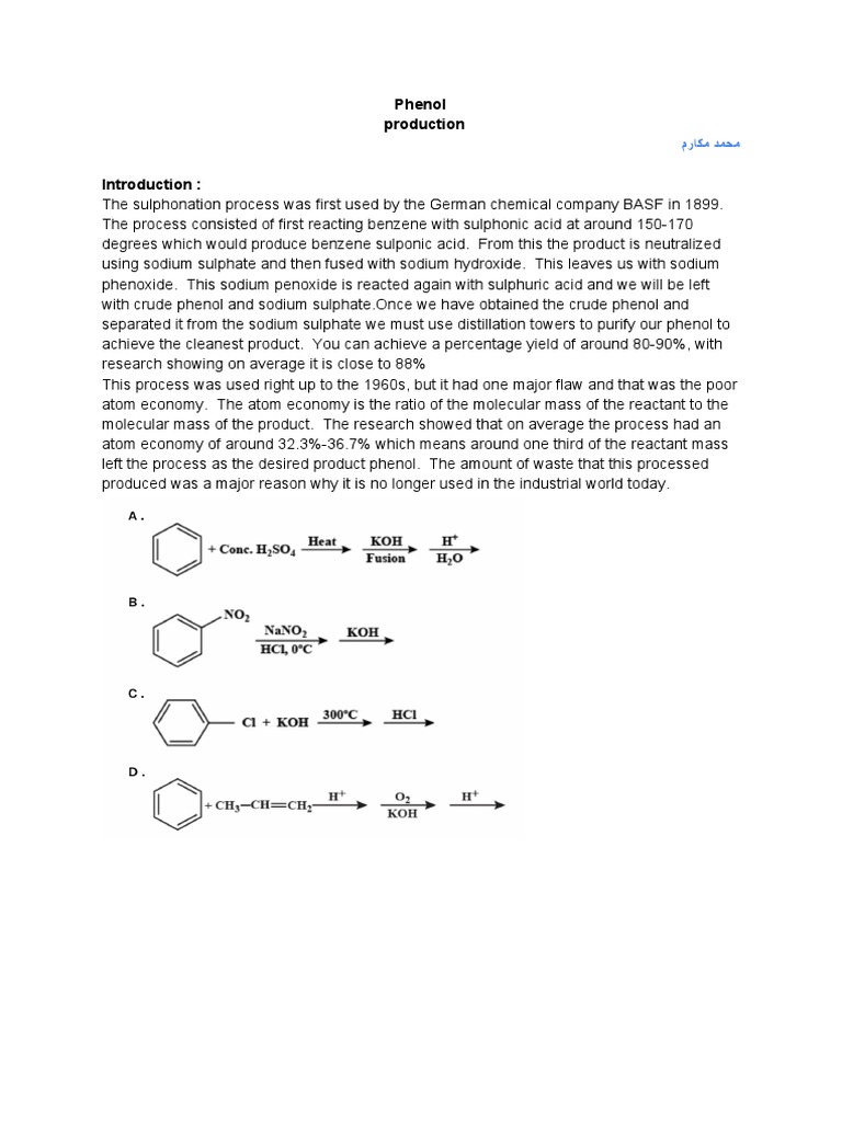 Phenol Production | PDF