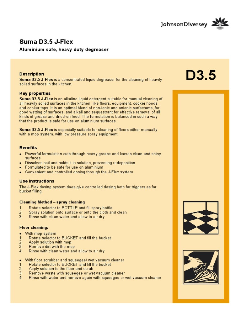 Suma D3.5 J-Flex: Aluminium Safe, Heavy Duty Degreaser | PDF ...