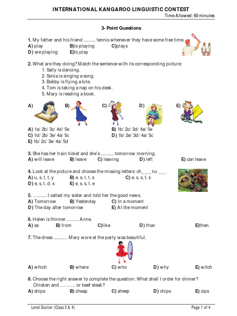 Kangaroo Linguistic Contest Paper | PDF | Snow | Rain