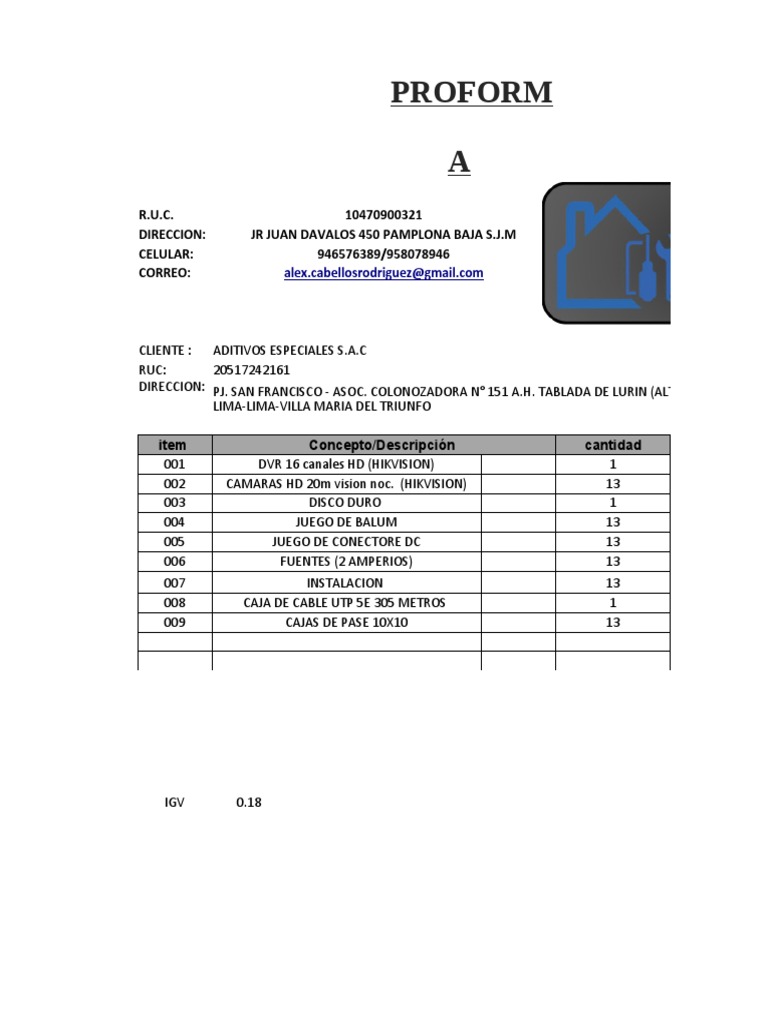 Proforma Multiservicios | PDF