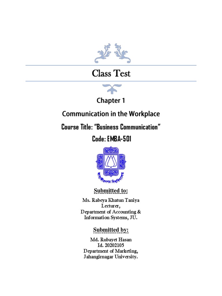 Business Communication EMBA-501 Test | PDF | Career & Growth