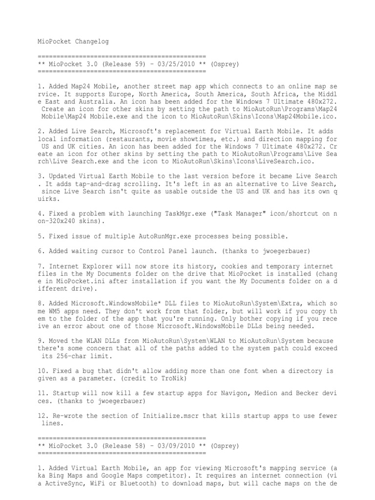MioPocket Changelog | PDF | Icon (Computing) | Windows 7