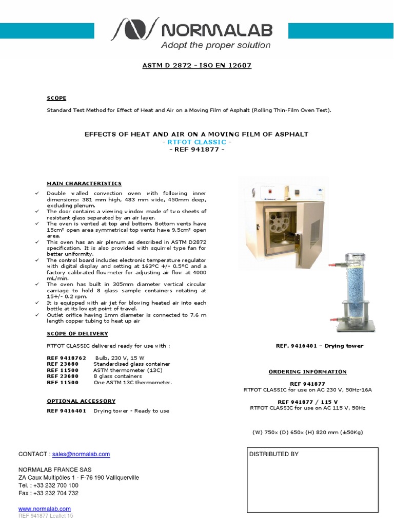 ASTM D 2872 - ISO EN 12607: Rtfot Classic | PDF | Thermometer | Flow ...