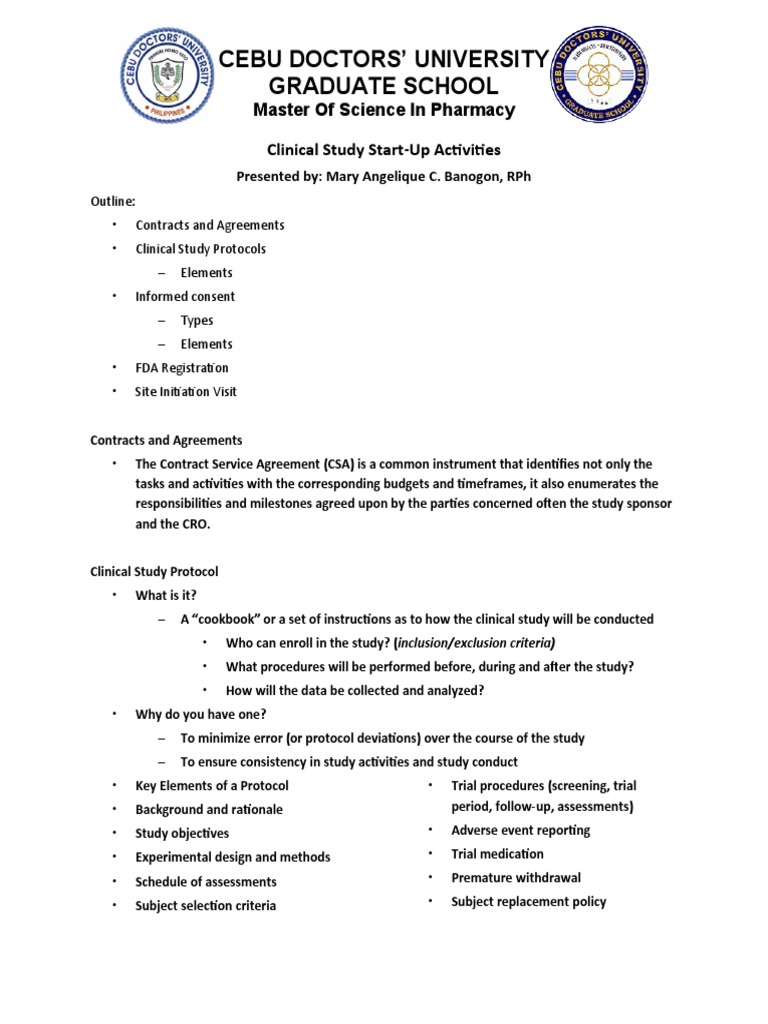 Clinical Study Start-Up Activities | PDF | Institutional Review Board ...
