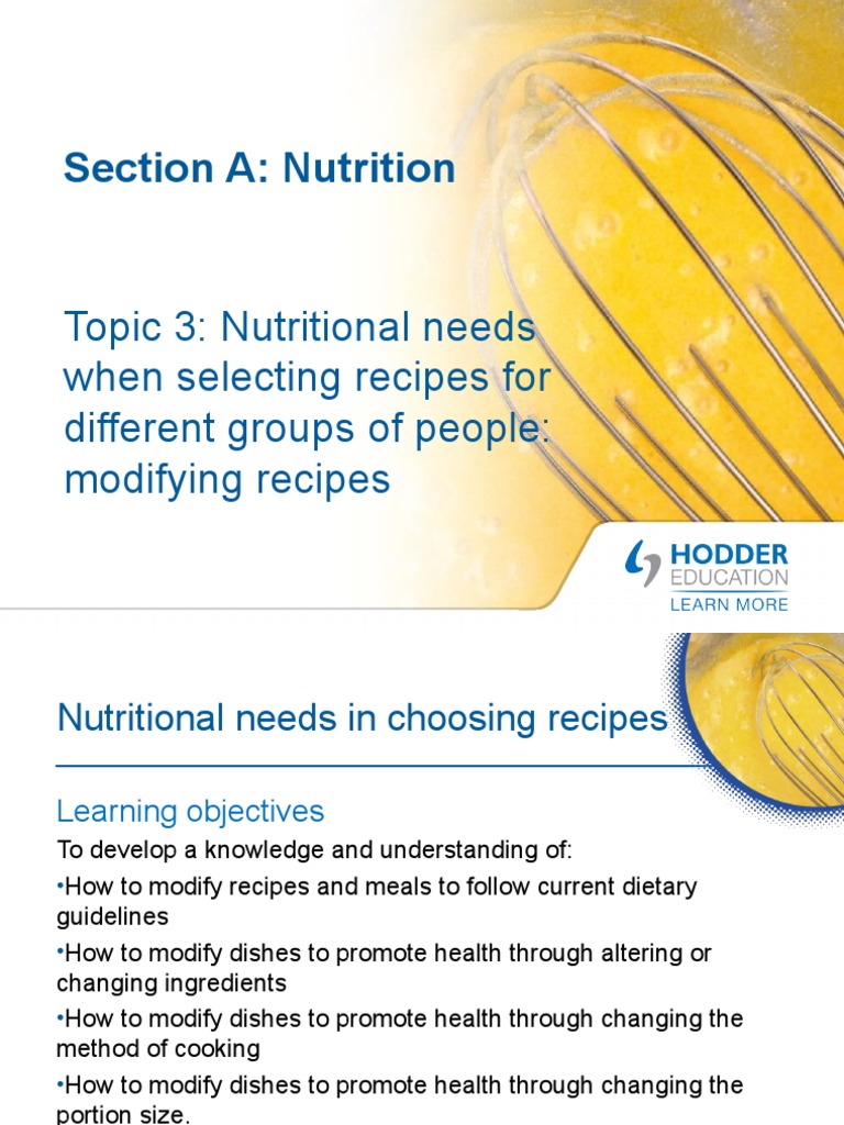Modifying Recipes for Better Nutrition | PDF | Dried Fruit | Cooking