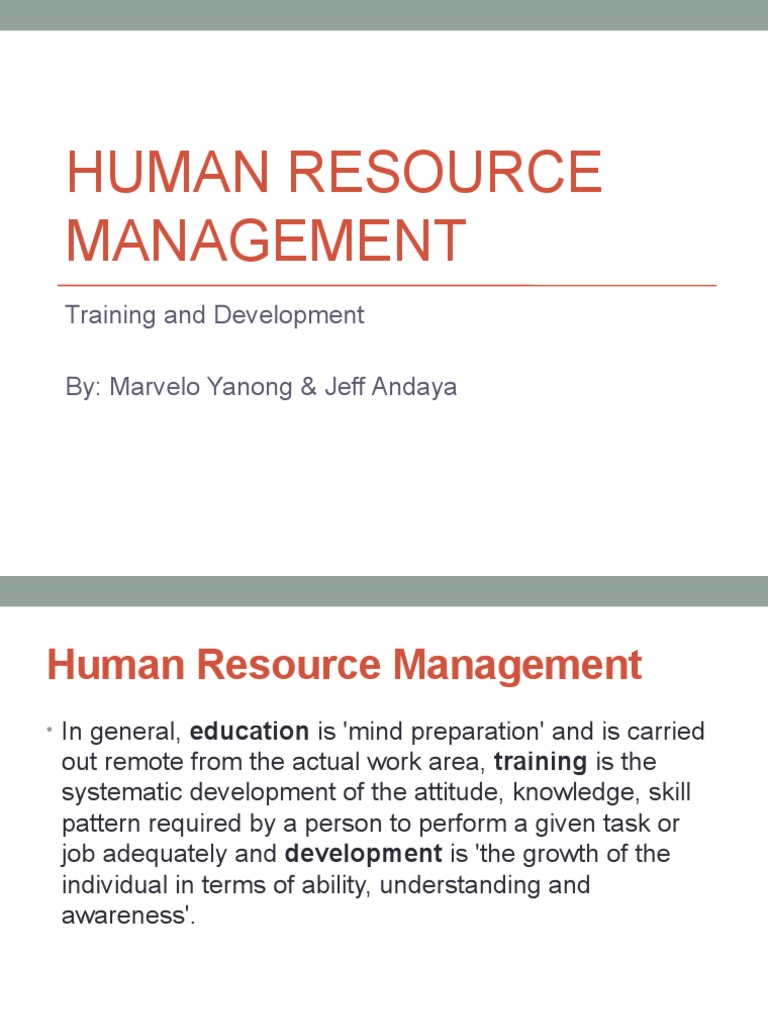 Training and Development in HR Management | PDF | Human Resource ...