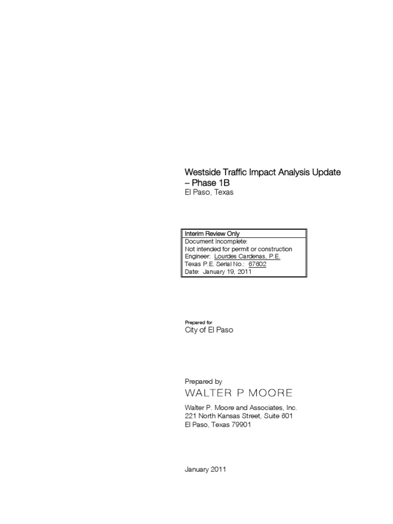 Updated Draft Phase 1B TIA Report 01-19-2011 | PDF | Interchange (Road ...