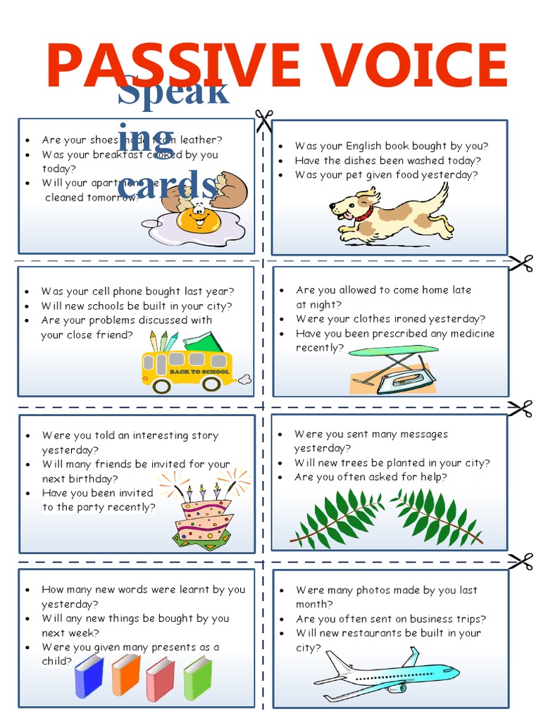 Passive Voice Speaking Cards CLT Communicative Language Teaching ...