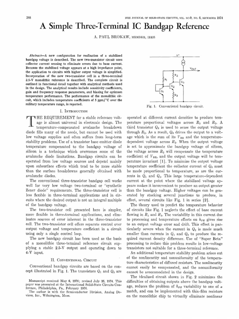 A Simple Three-Terminal IC Bandgap Reference: Paul Brokaw | PDF ...