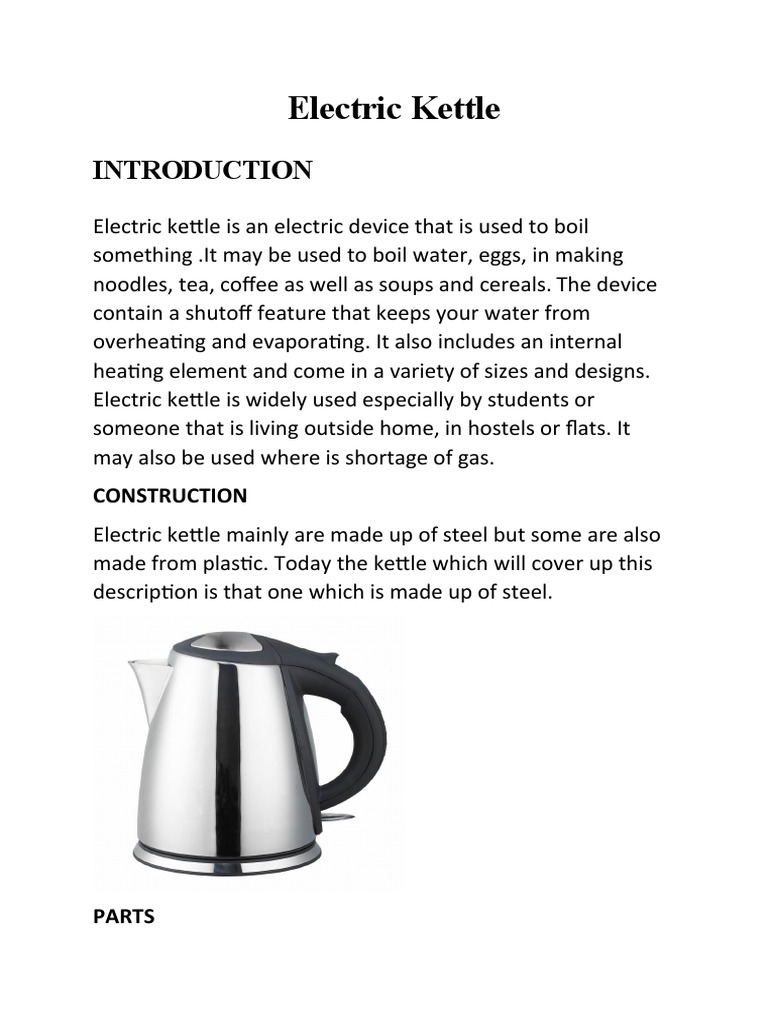 Electric Kettle: Construction | PDF