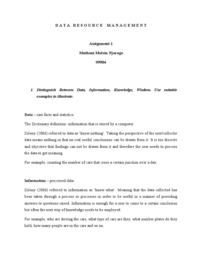 Data Resource Management Assignment 1 | PDF | Relational Database | Databases