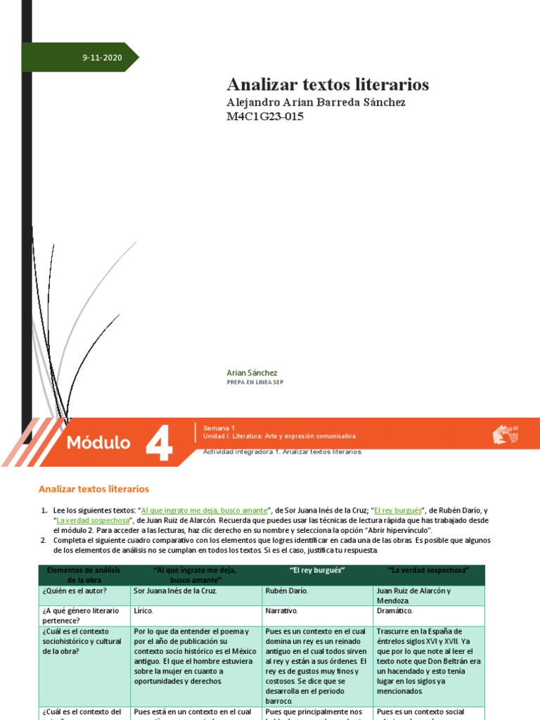 Actividad Integradora 1 Modulo 4 | PDF | Autor | Poesía