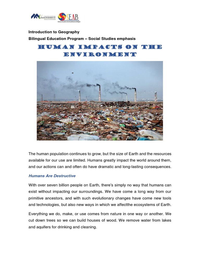 Human Impacts On The Environment | PDF | Habitat | Greenhouse Gas