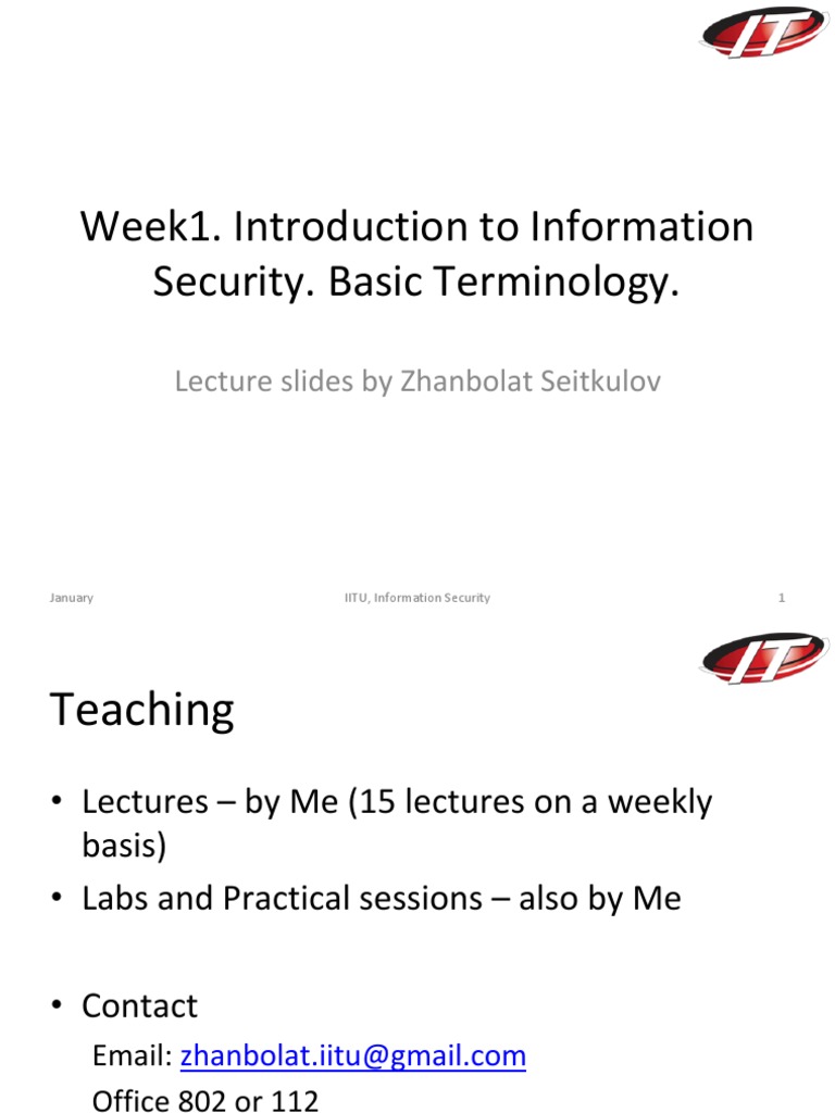Week1. Introduction To Information Security. Basic Terminology | PDF ...