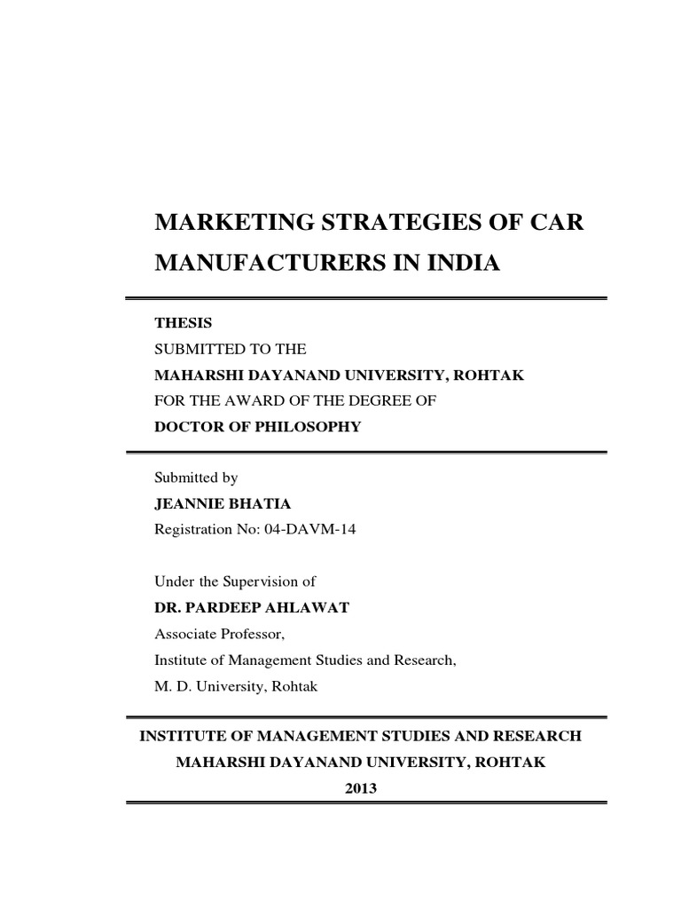 Complete Thesis PDF | PDF | Car | Consumer Behaviour