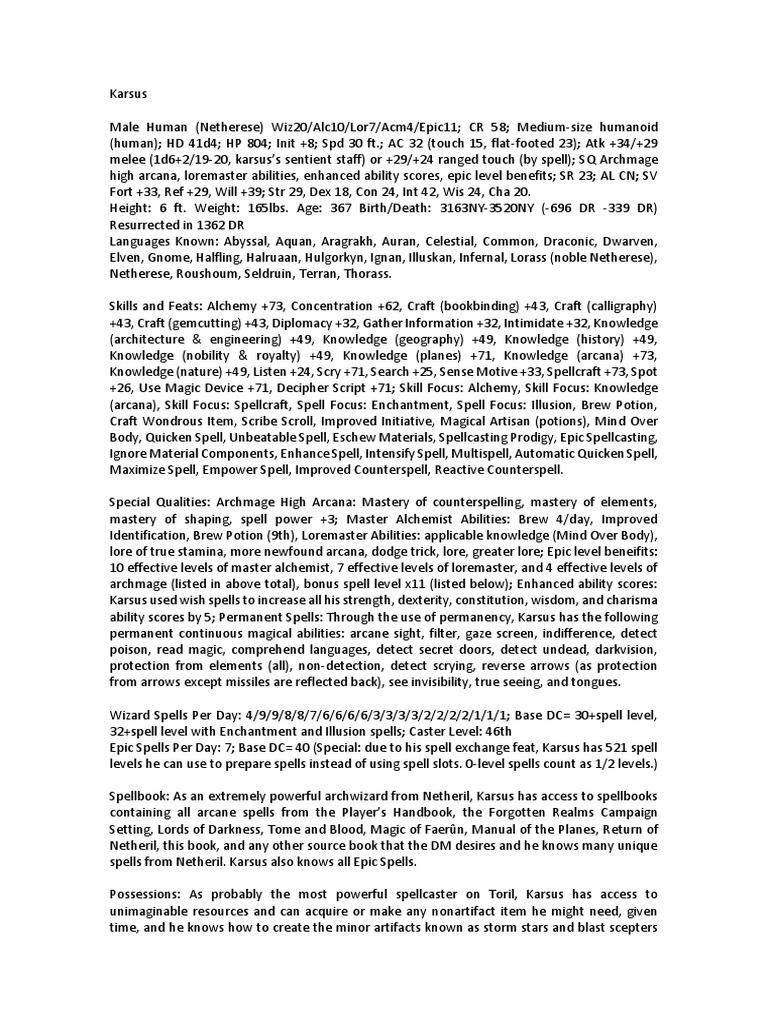 Karsus | PDF | Forgotten Realms | D20 System