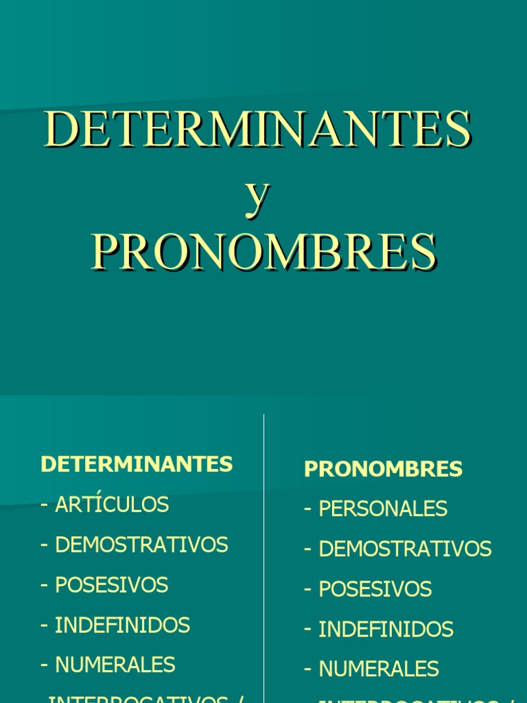 Determinantes y Pronombres | PDF | Ciencia cognitiva | Relaciones ...