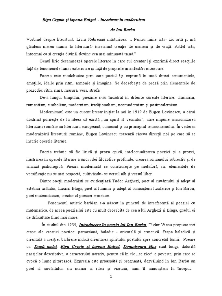 Riga Crypto Şi Lapona Enigel | PDF