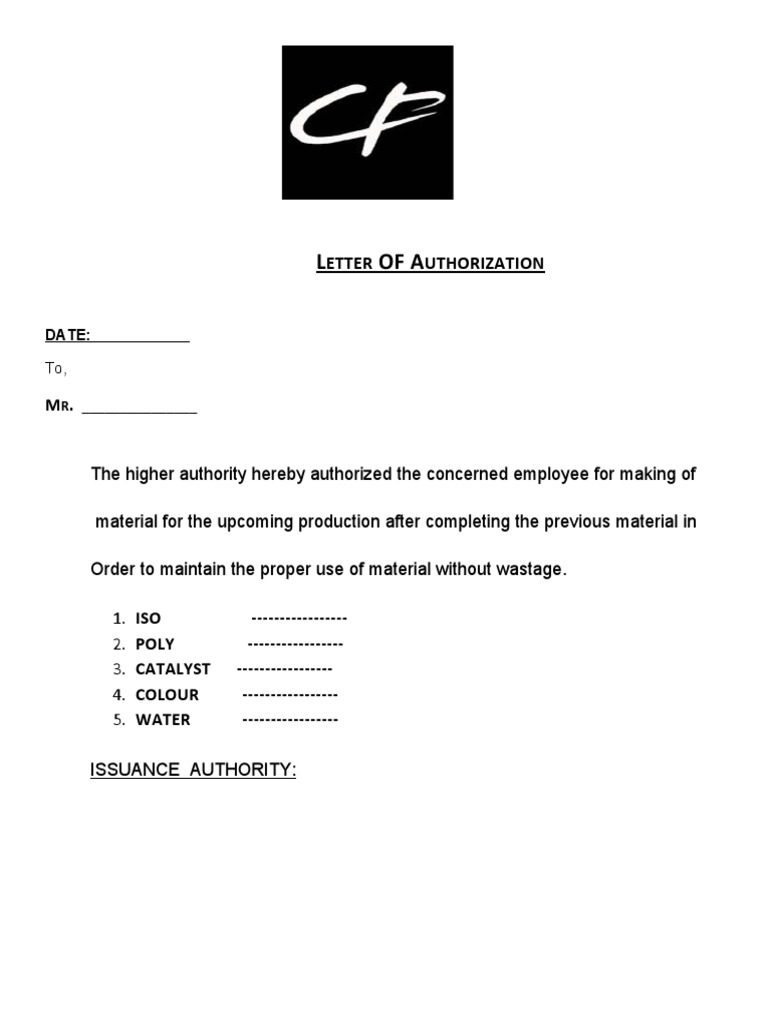 Letter OF Authorization | PDF