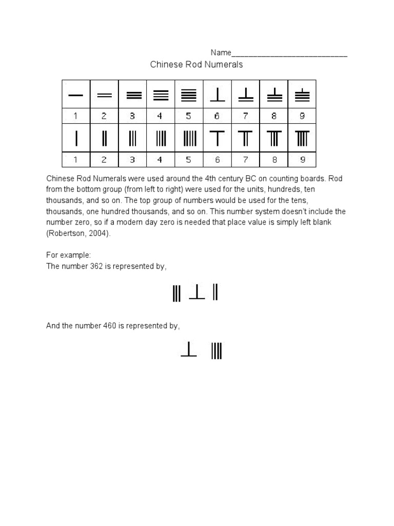 Chinese Rod Numerals Worksheet 1 | Download Free PDF | Numbers | Lexicology