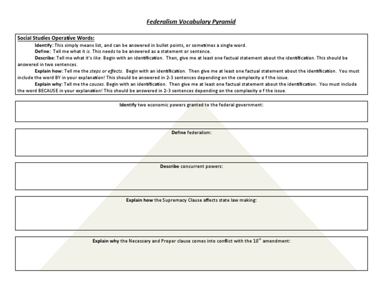 Federalism Vocabulary and Concepts Guide | PDF | Philosophy