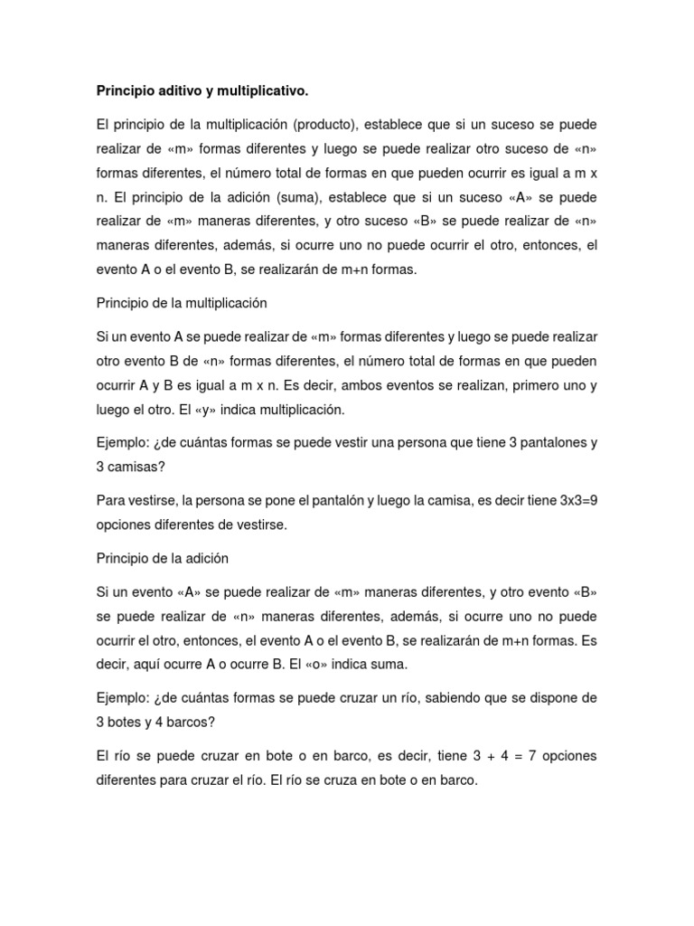 Principio Aditivo y Multiplicativo | PDF