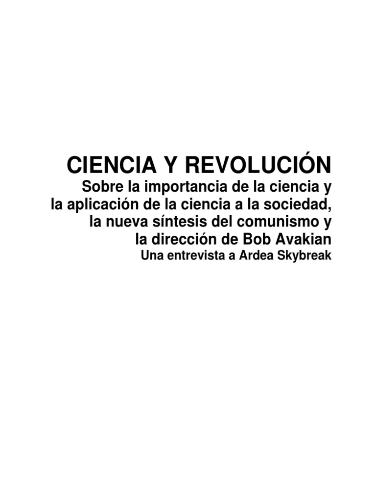 Ciencia y Revolución: Entrevista a Ardea Skybreak | PDF | Evidencia ...