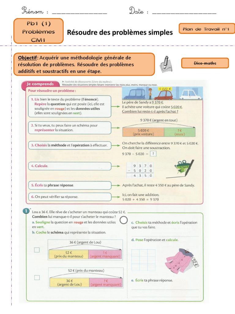 Problèmes de mathématiques CM1 avec corrigé | PDF | Enseignement des ...