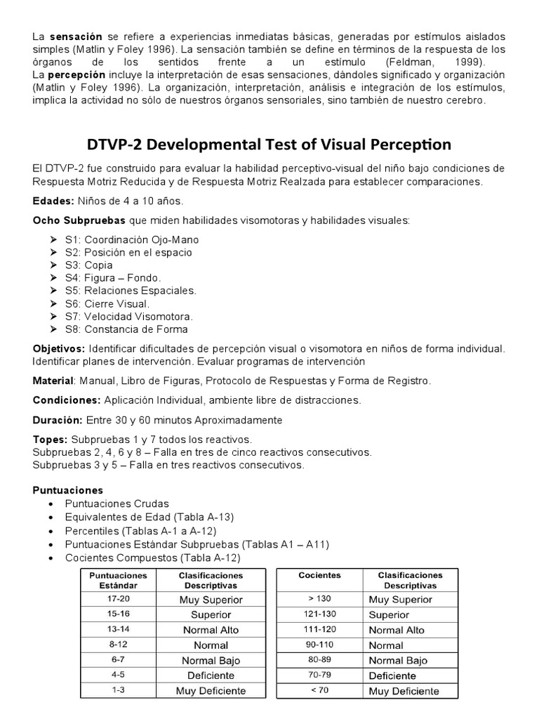 DTVP 2 | PDF | Percepción | Sicología