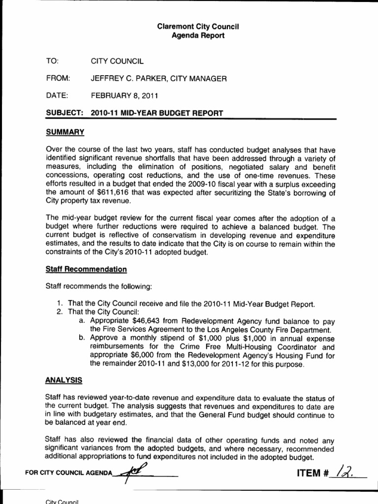 2010-11 Mid-Year Budget Report | PDF | Fund Accounting | Taxes