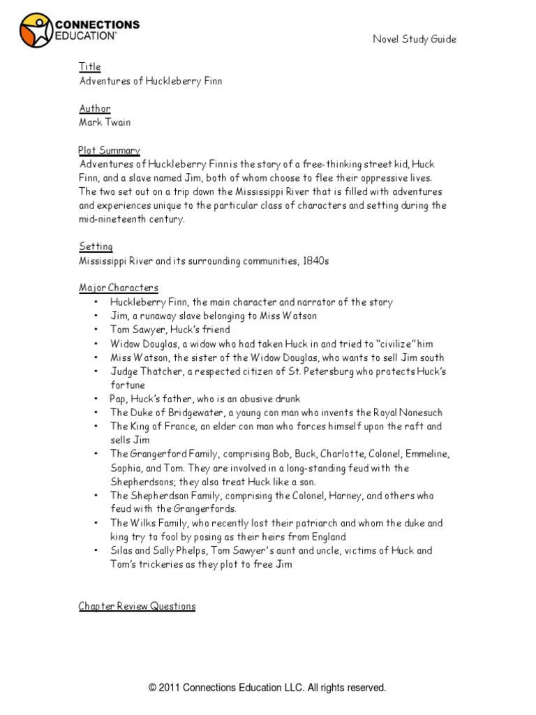Huck Finn Study Guide | PDF | Huckleberry Finn