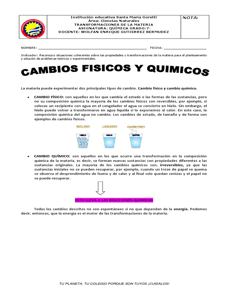 Cambios Fisicos y Quimicos4 | PDF | Reacciones químicas | Importar